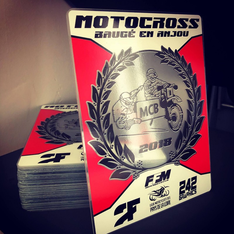 Plaque trophée remise de prix pilote motocross